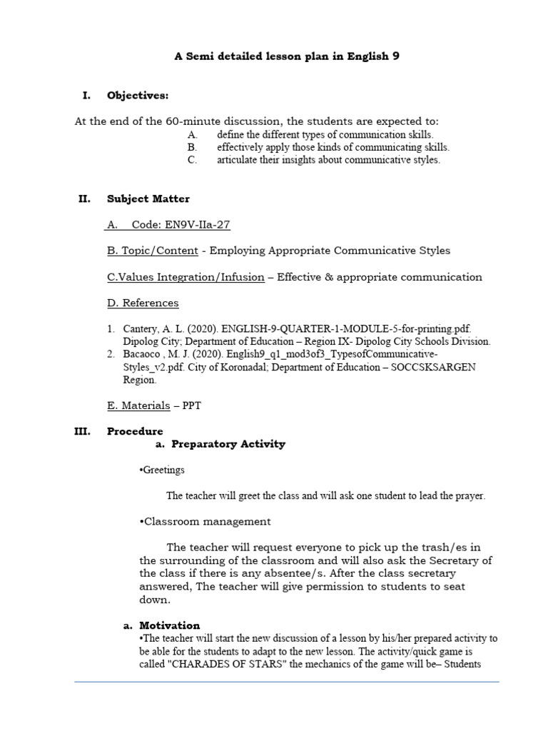 Semi Detailed Lesson Plan | PDF