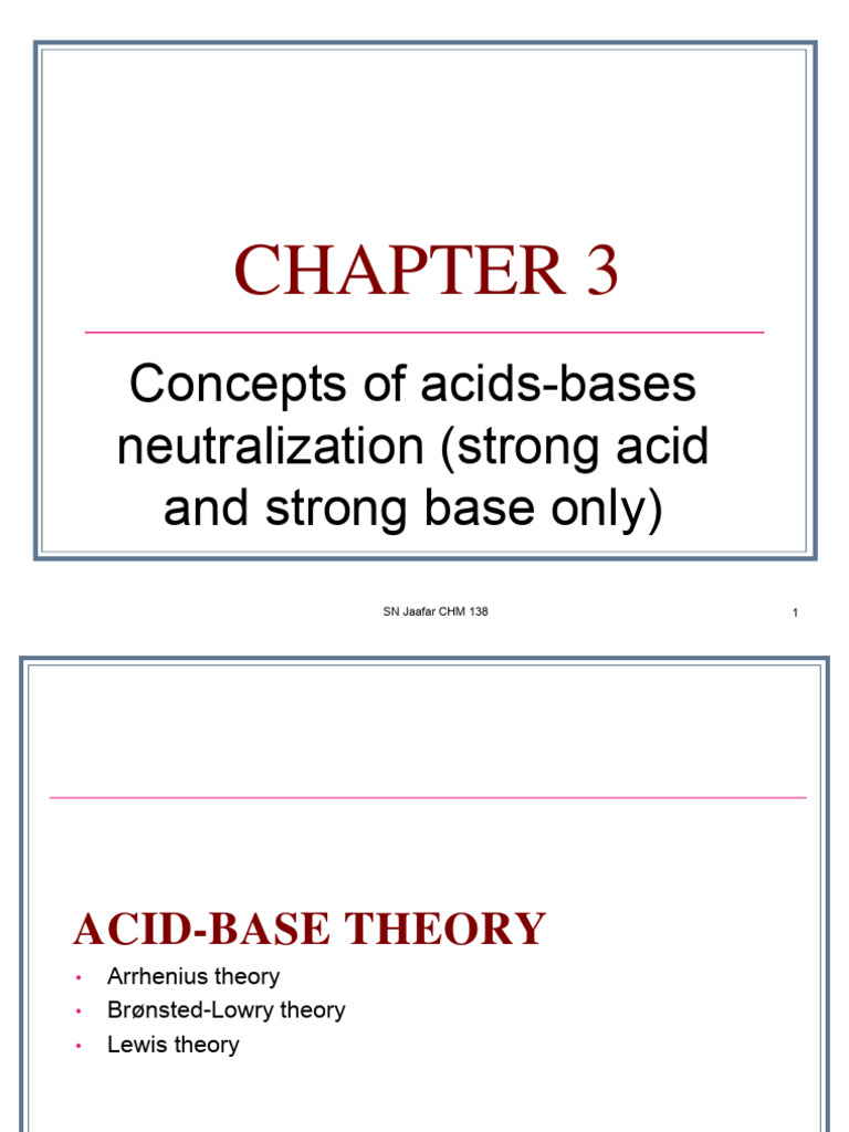 CHAPTER 3 Concepts of Acids-Bases Neutralization | PDF