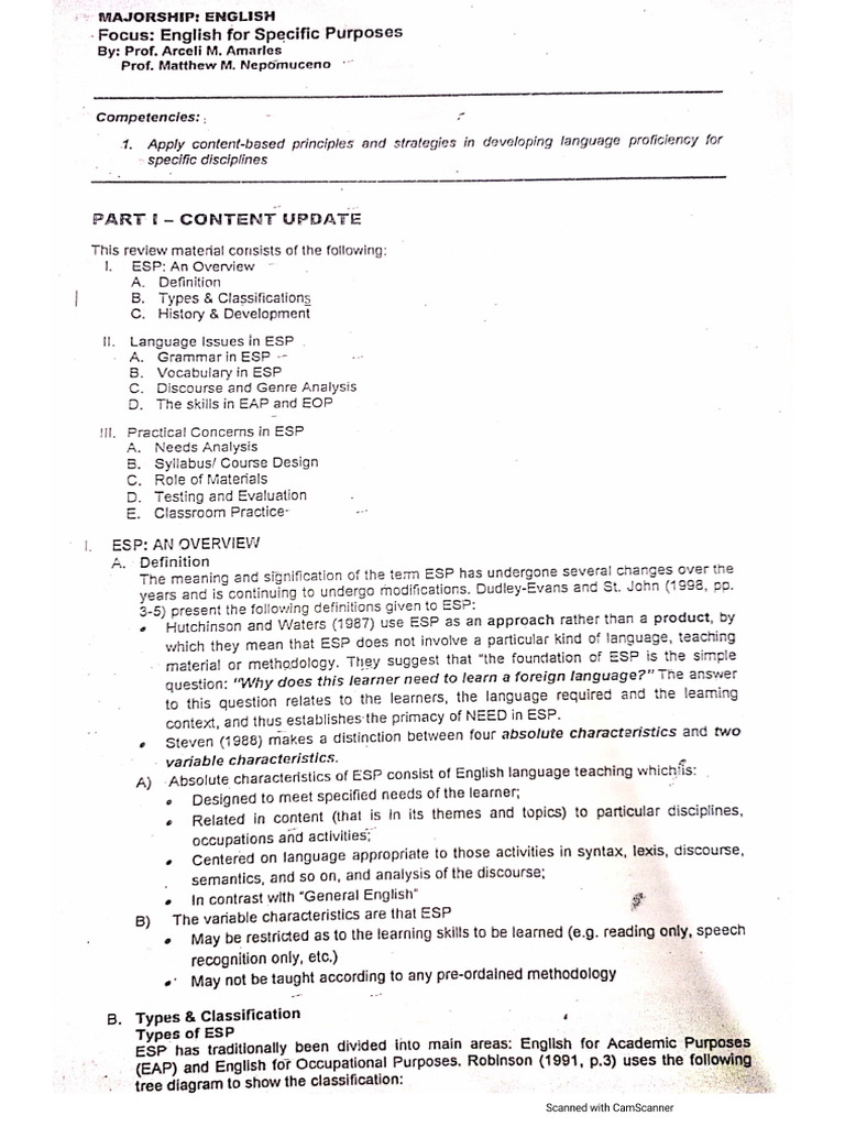 English For Specific Purposes | PDF