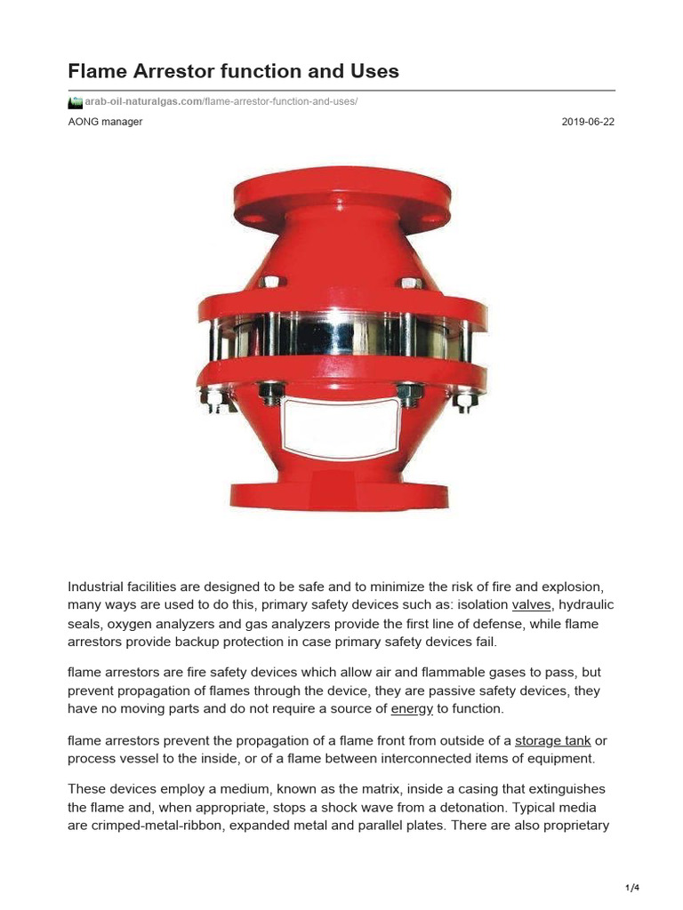 Flame Arrestor Function and Uses | PDF | Technology & Engineering