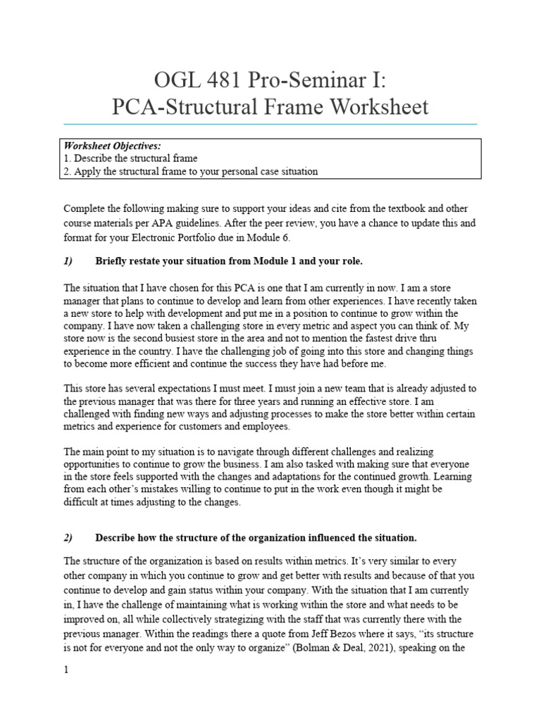 Structural Frame Worksheet | PDF