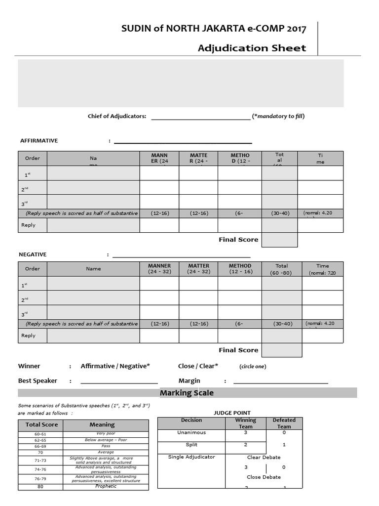 Format Penjurian Debat-PRINT 60 Lembar | PDF