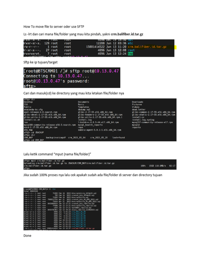 How To Move File To Server Oder Use SFTP | PDF | Komputer