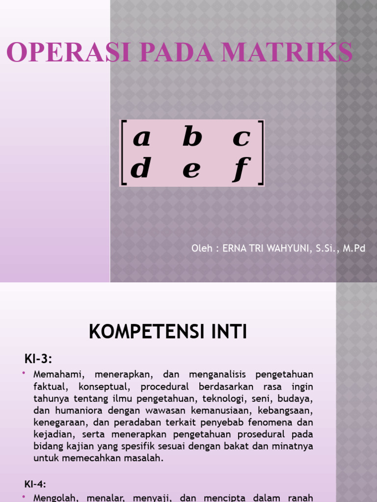 PPT. OPERASI Pada Matriks | PDF