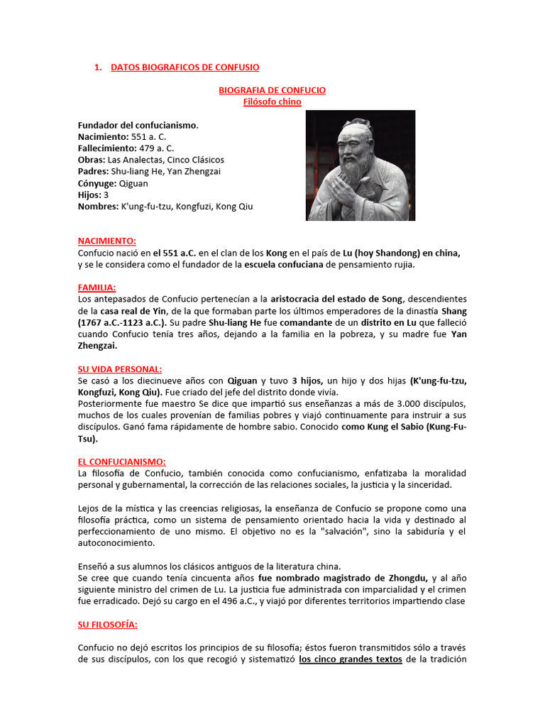 Biografia de Confucio | PDF