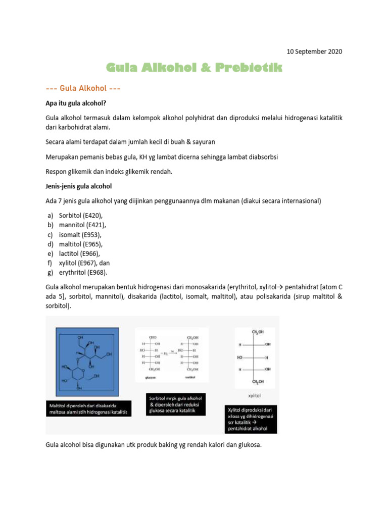 Gula Alkohol & Prebiotik | PDF