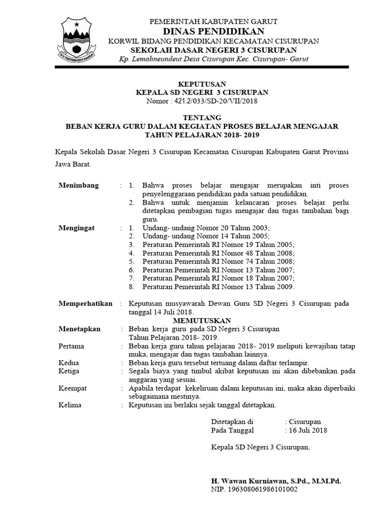 Surat Tugas 2018-2019 | PDF