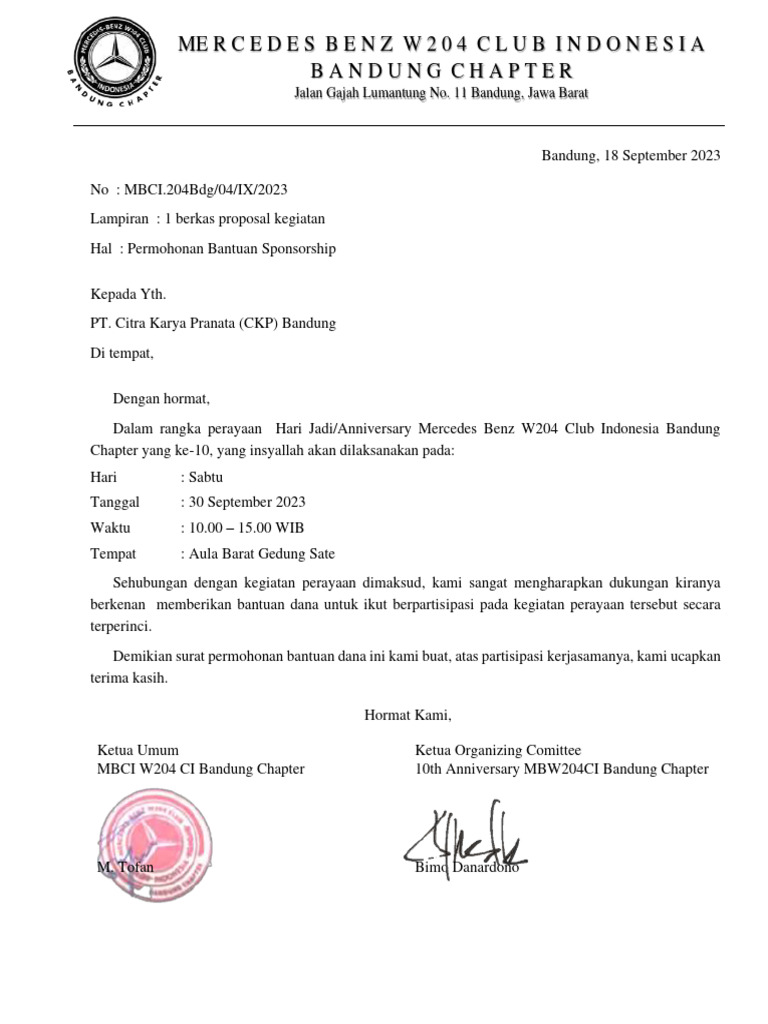 Surat Pengajuan Anniv 10 CKP | PDF