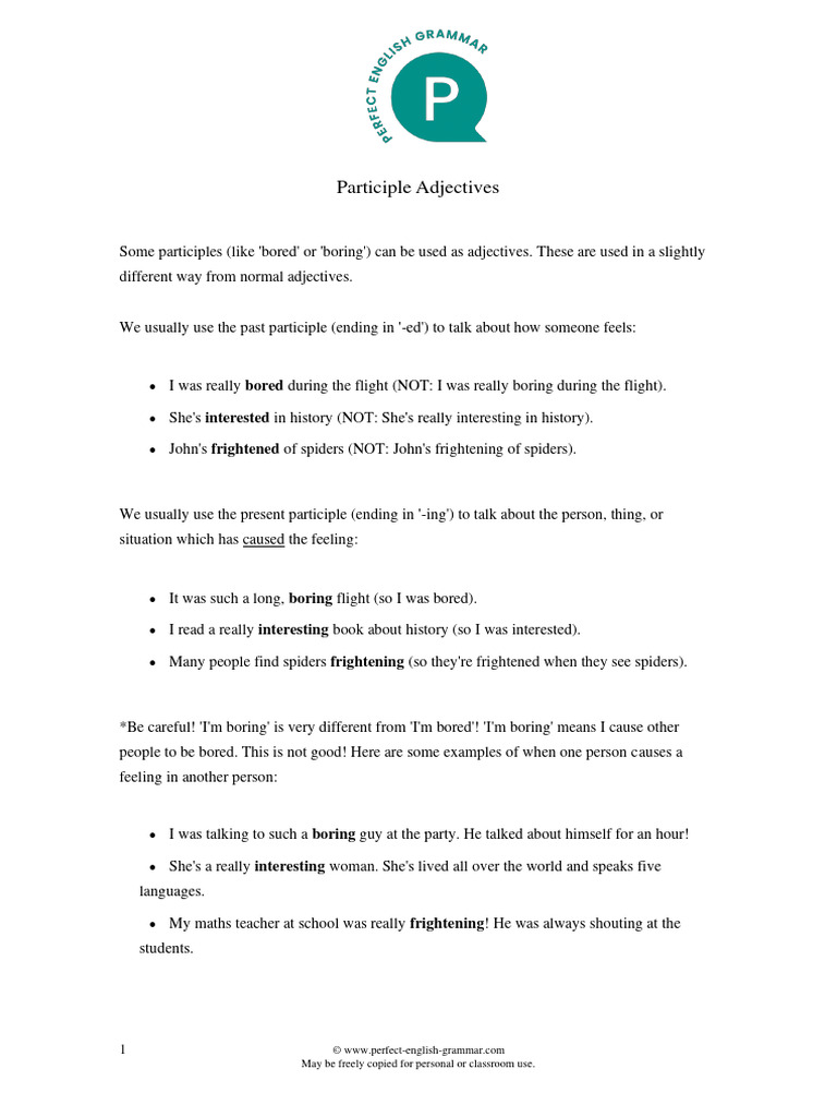 Participle Adjectives | PDF