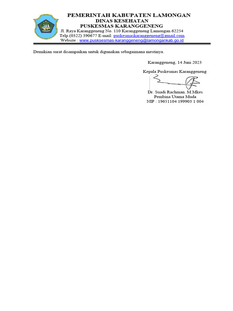 Kop Resmi Puskesmas | PDF