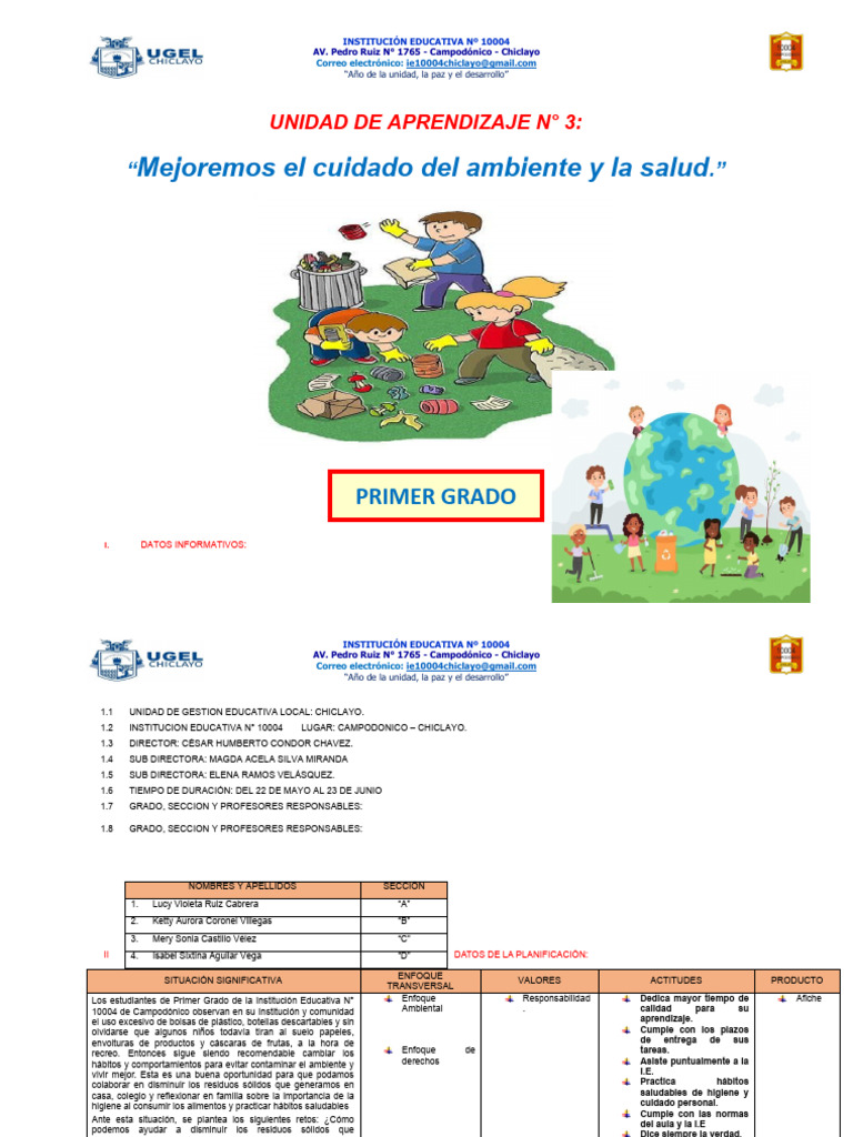 Unidad Tercera Primer Grad 1 | PDF