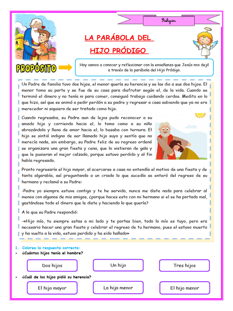 E3 S4 Ficha D2 Religion El Hijo Pródigo | PDF
