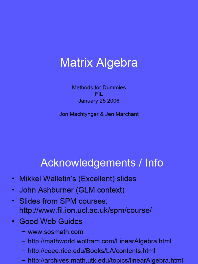 Linear Algebra Matrices | PDF