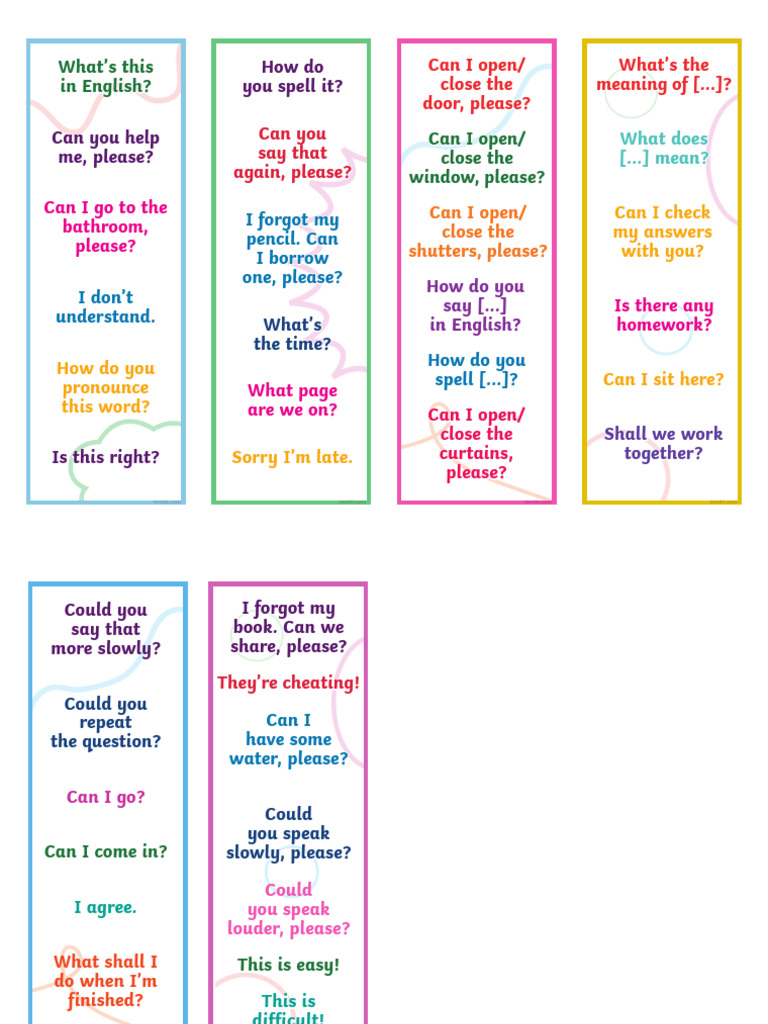 Common English Classroom Phrases | PDF