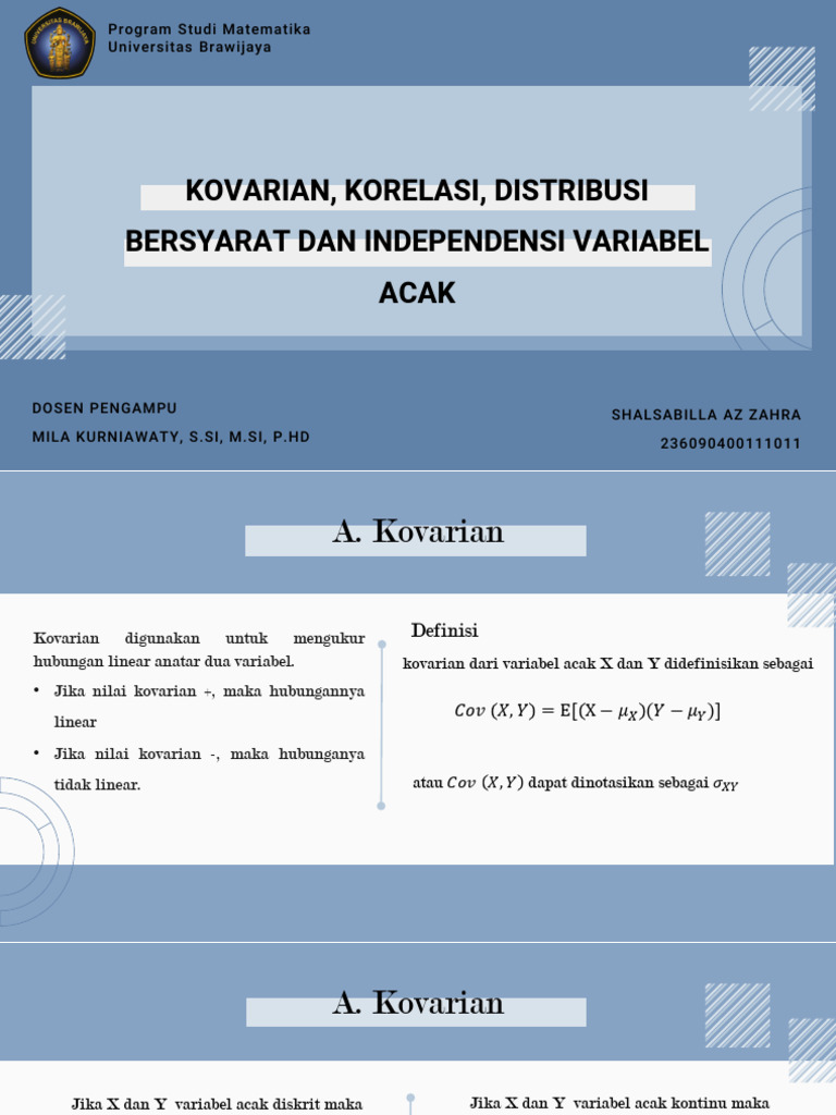 Kovarian dan Korelasi Variabel Acak | PDF
