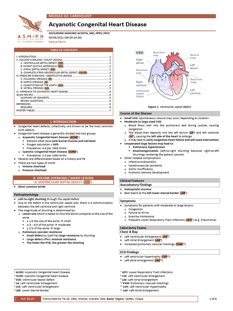 (02.27) PD Acyanotic Congenital Heart Disease (Tg14) - Final - Janel Zahra Rasul | PDF