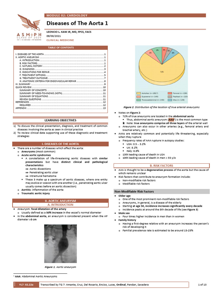 (02.22a) CM Diseases of The Aorta 1 (TG7) - Jose Gabriel Ordinal | PDF