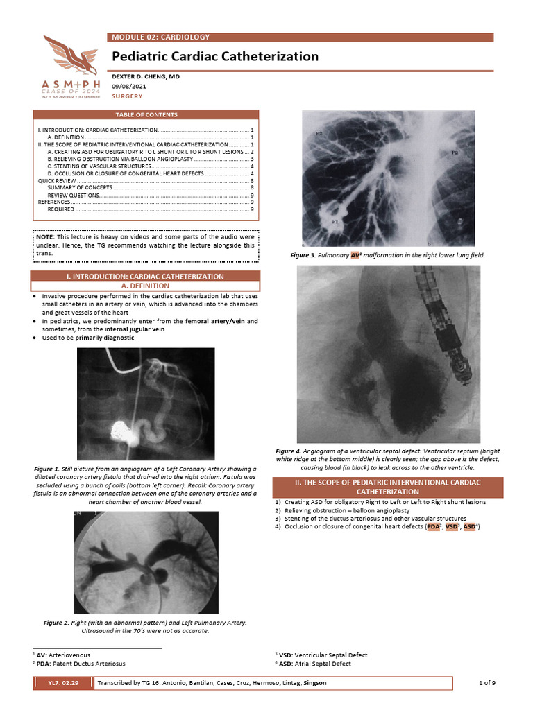 Pediatric Cardiac Catheterization Guide | PDF