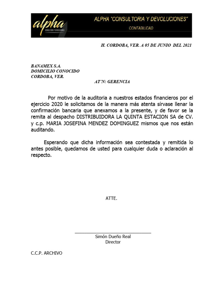 Carta Al Banco | PDF