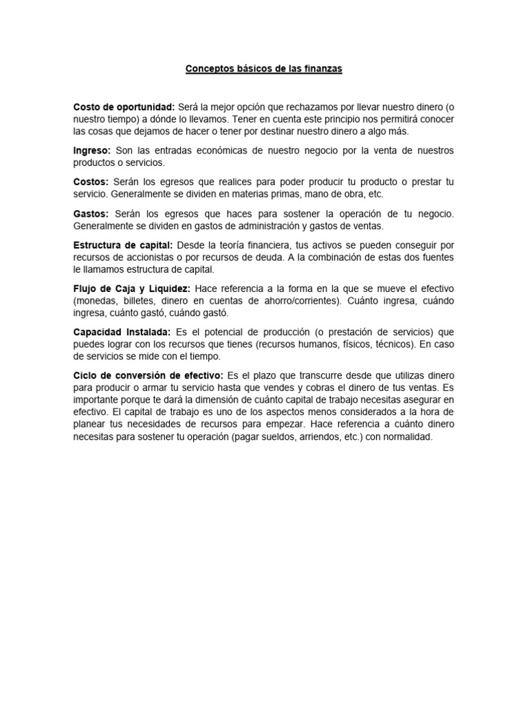 Finanzas: Conceptos Clave Esenciales | PDF