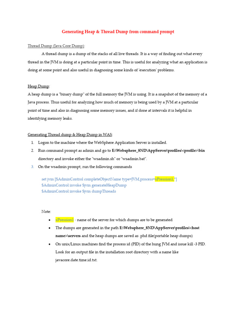 Thread Dump & Heap Dump | PDF