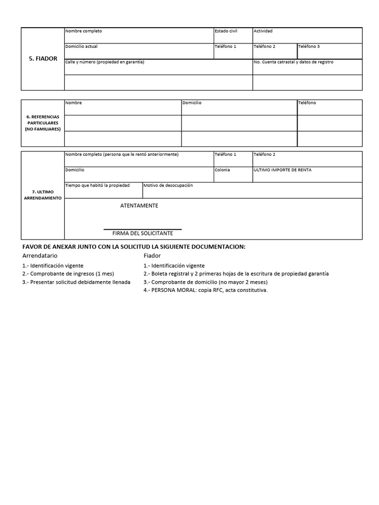 Solicitud de Arrendamiento Vuelta | PDF