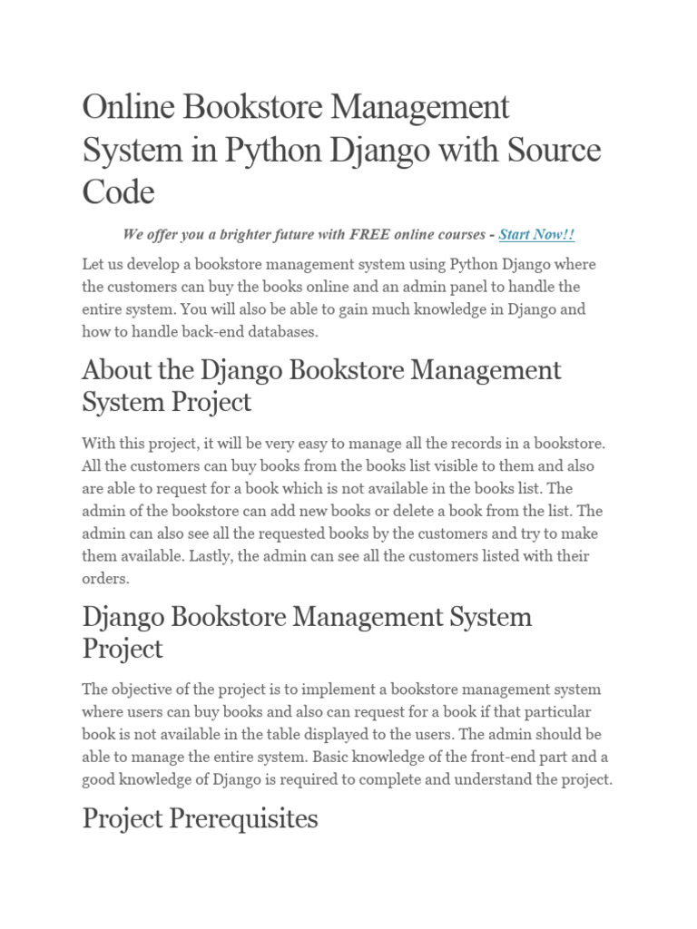 Django Bookstore Management System | PDF