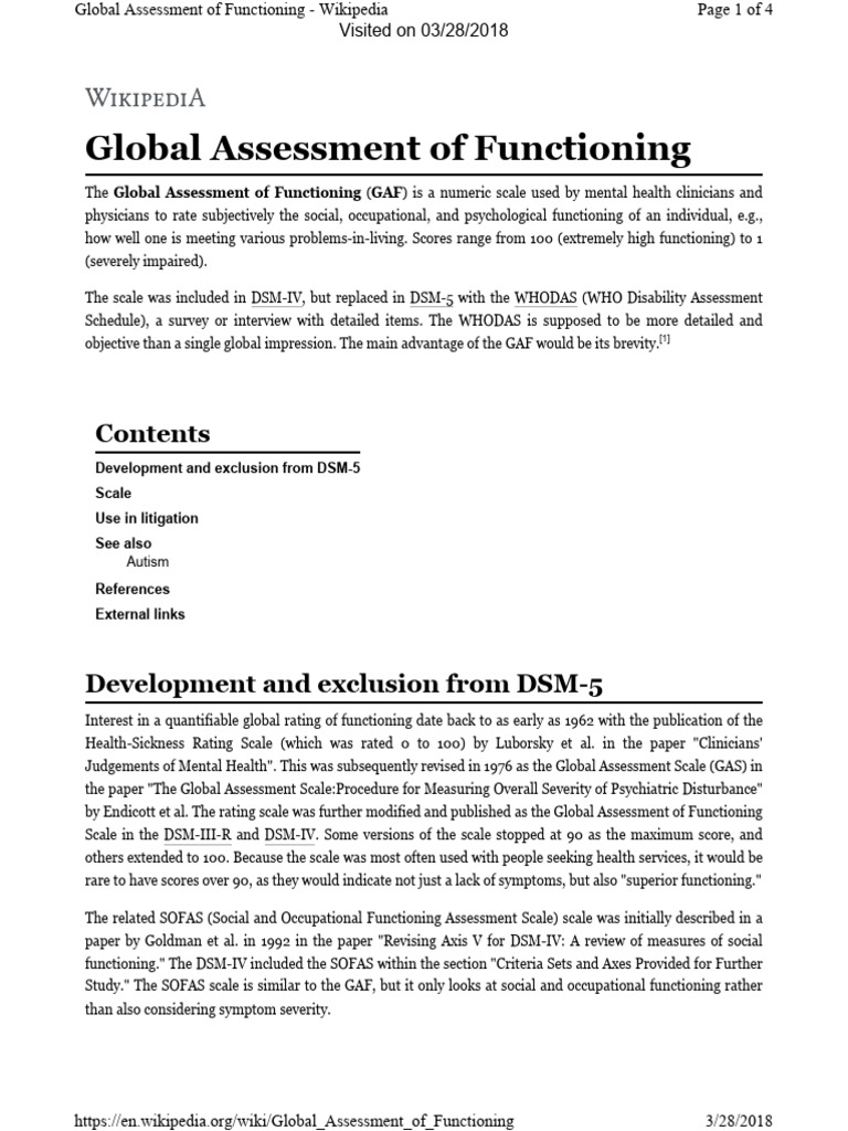 15-628URL2Global Assessment of Functioning | PDF