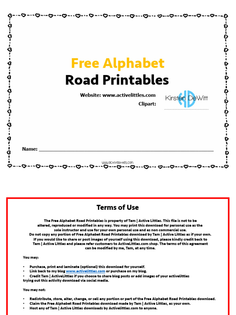Free Uppercase Alphabet Road Printables - Active Littles | PDF