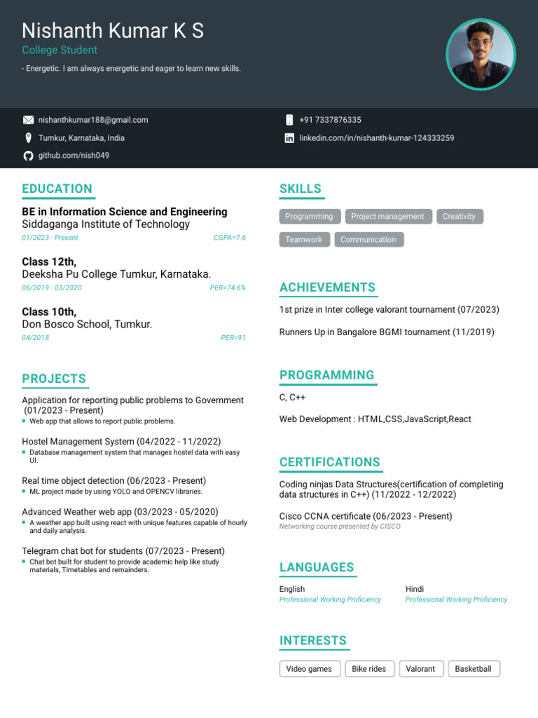Nishanth's Resume | PDF