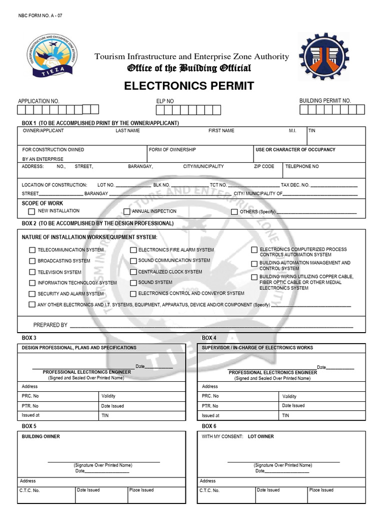 Electronics Permit Application Form | PDF