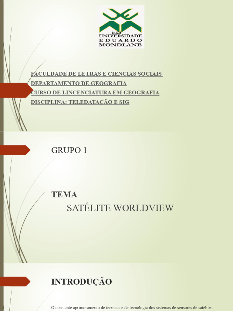 Trabalho 1... Satelite WorldView | PDF