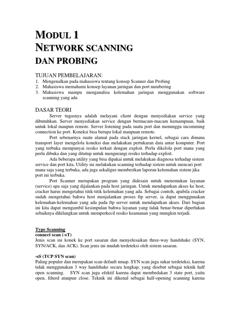 Teknik Scanning Jaringan dan Probing | PDF