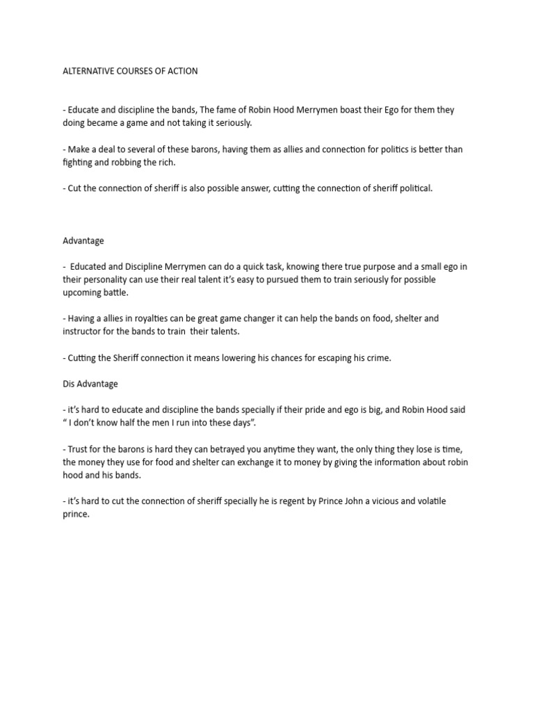 Alternative Courses of Action | PDF