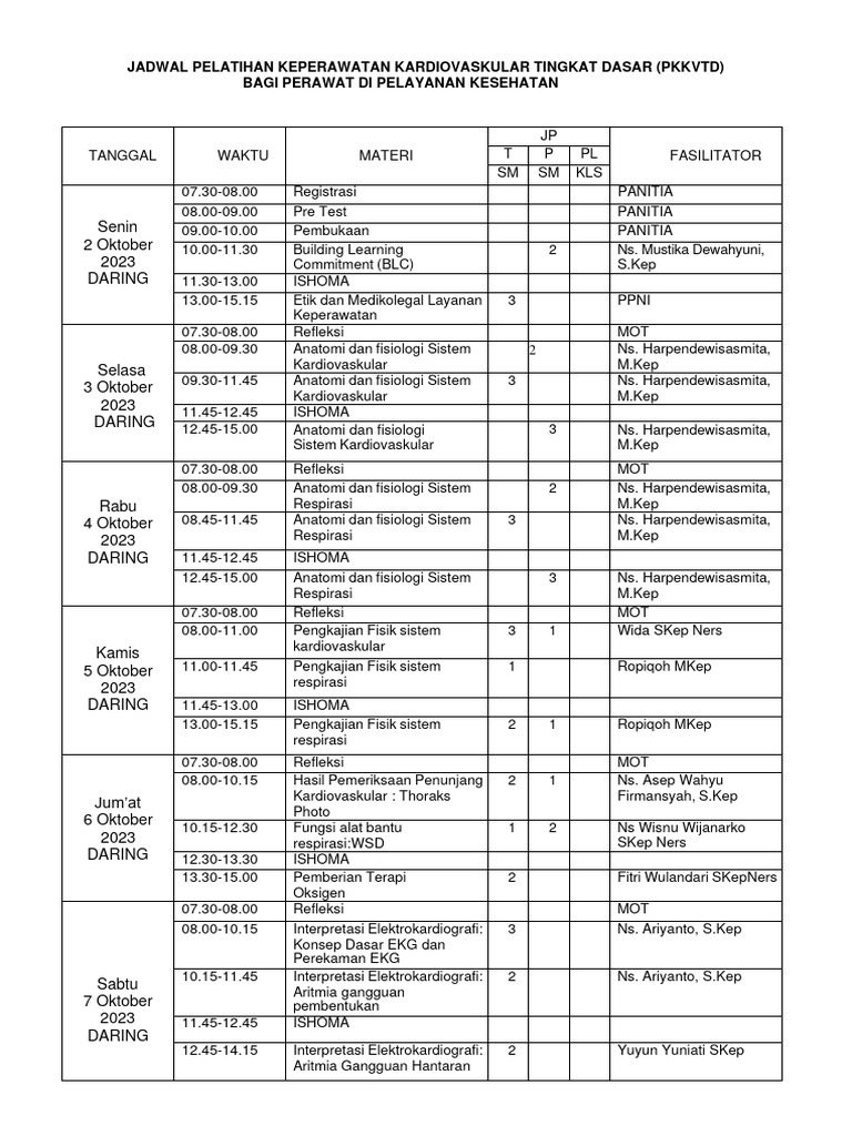 JADWAL PKKVTD 10 INKAVIN Edit | PDF