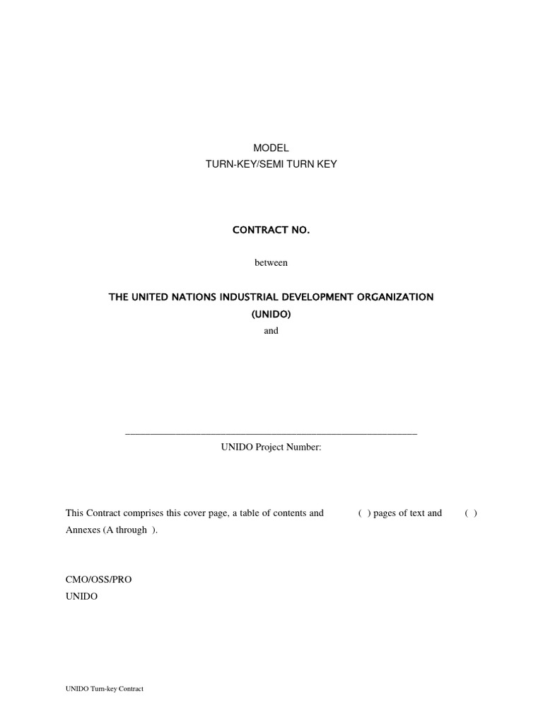 UNIDO Turn-key Contract Template | PDF | Procurement | Employment