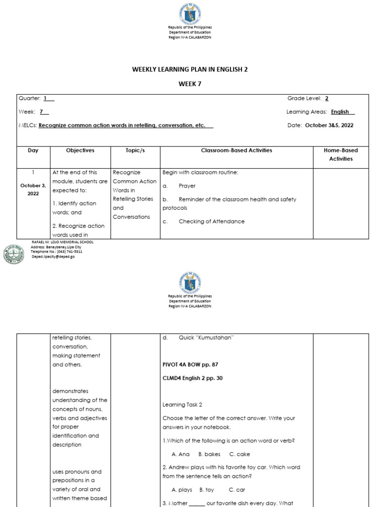 WLP English Week 7 | PDF