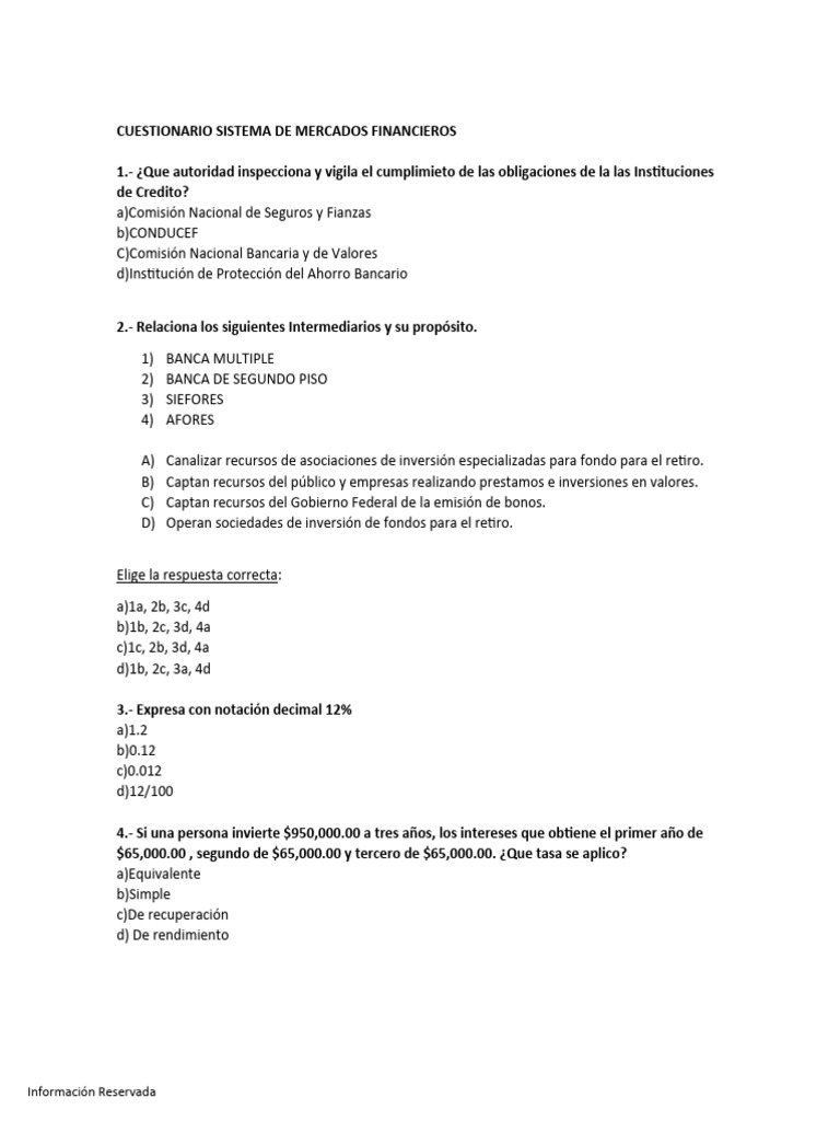 Examen SMF Marisol | PDF | Finanzas y administración del dinero | Derecho