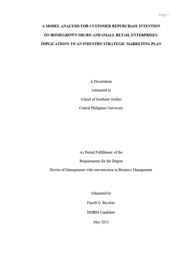 A Model Analysis For Customer Repurchase Intention On Homegrown Micro ...