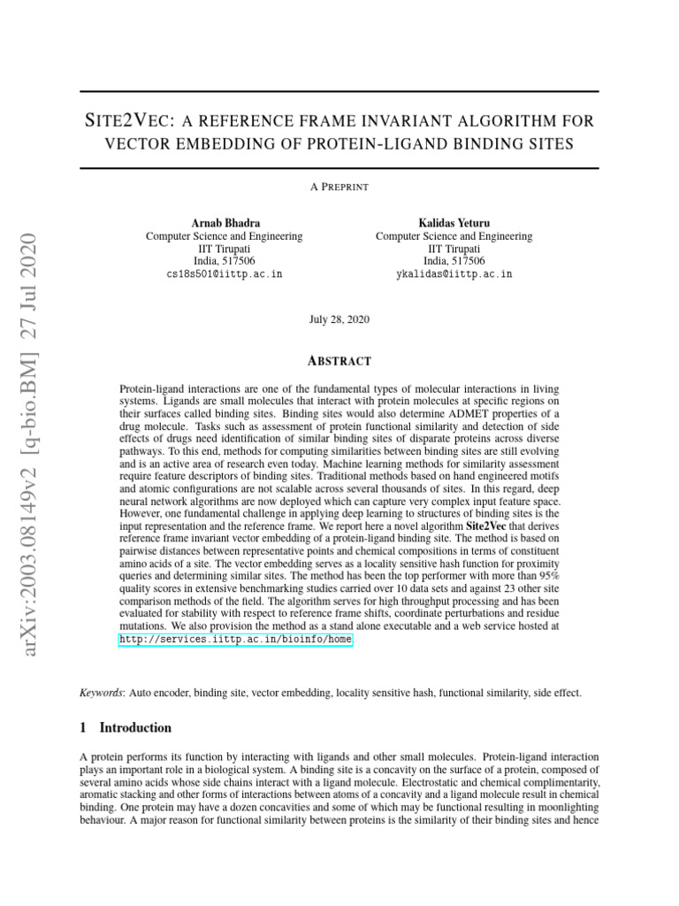 ITE EC A Reference Frame Invariant Algorithm For Vector Embedding of Protein Ligand Binding ...