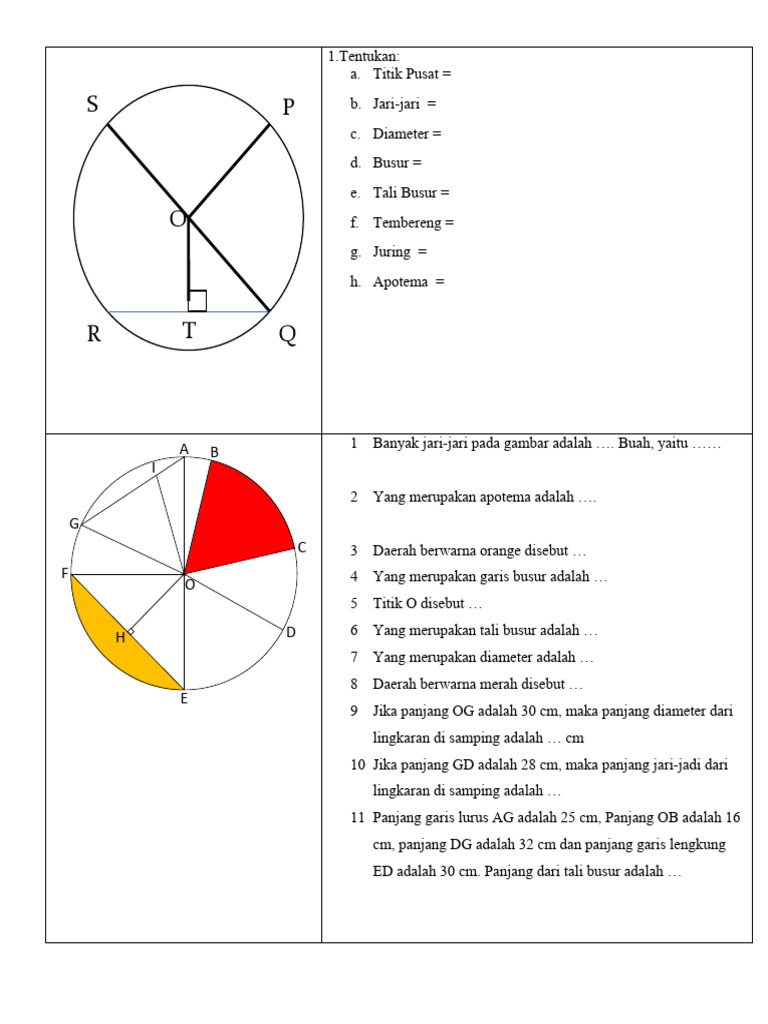 worksheet lingkaran | PDF