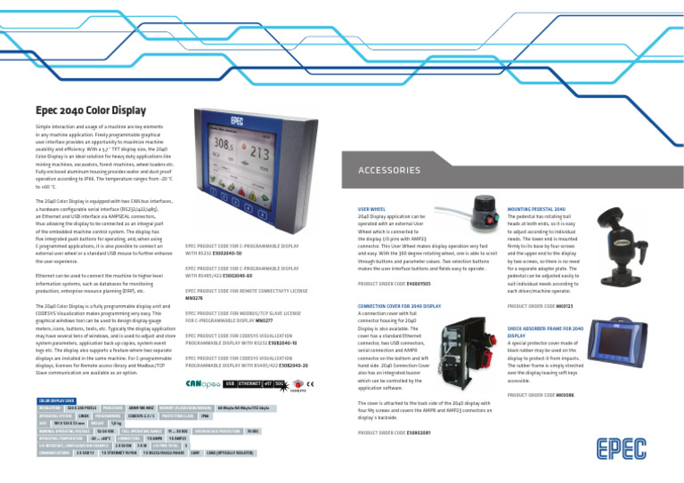Epec 2040 Color Display | PDF