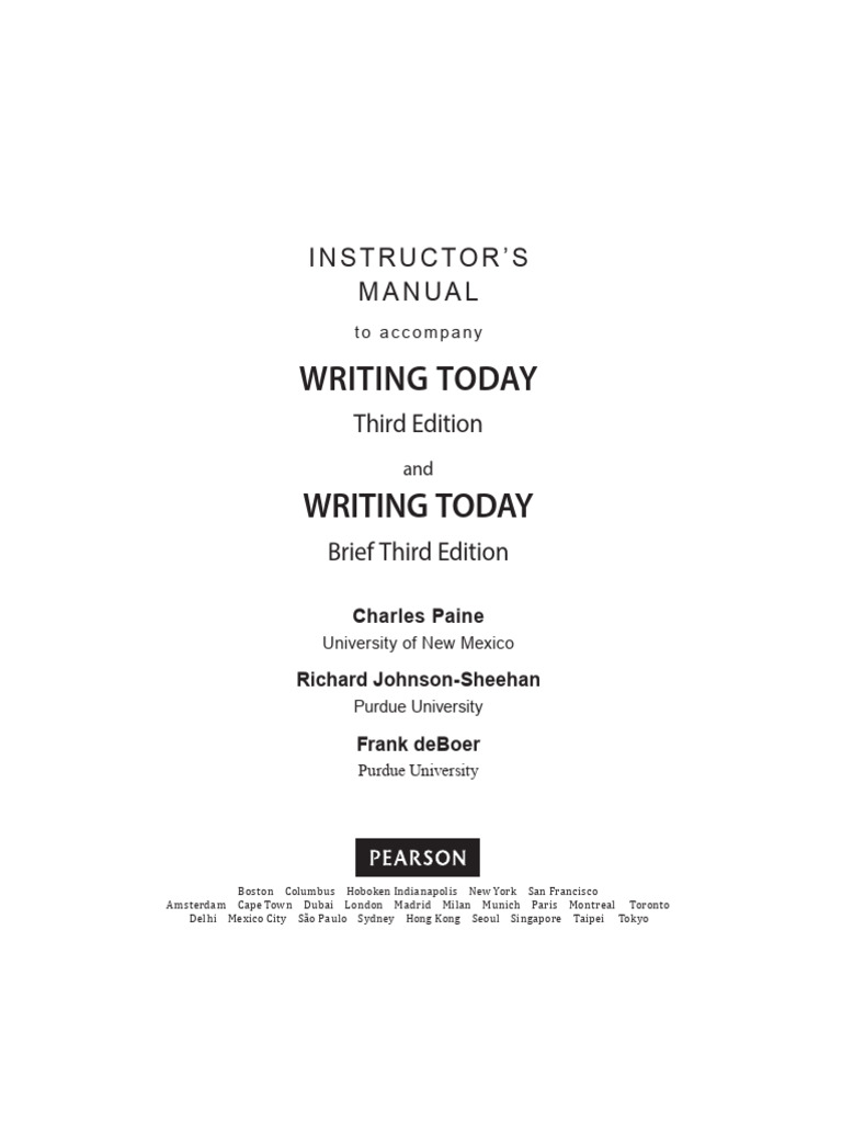 Writing Today, 3rd Ed, Instructor's Resource Manual | PDF