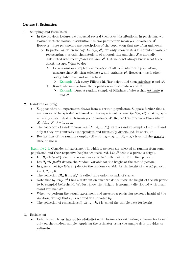 Lec5 Estimation | PDF