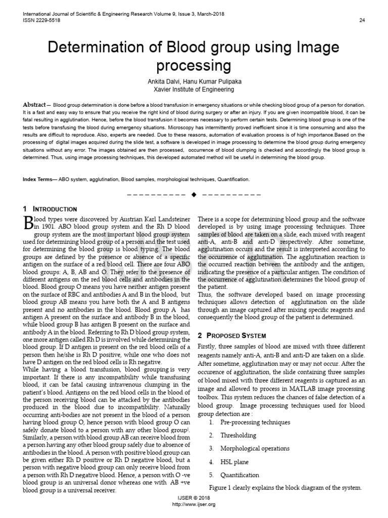 Determination of Blood Group Using Image | PDF