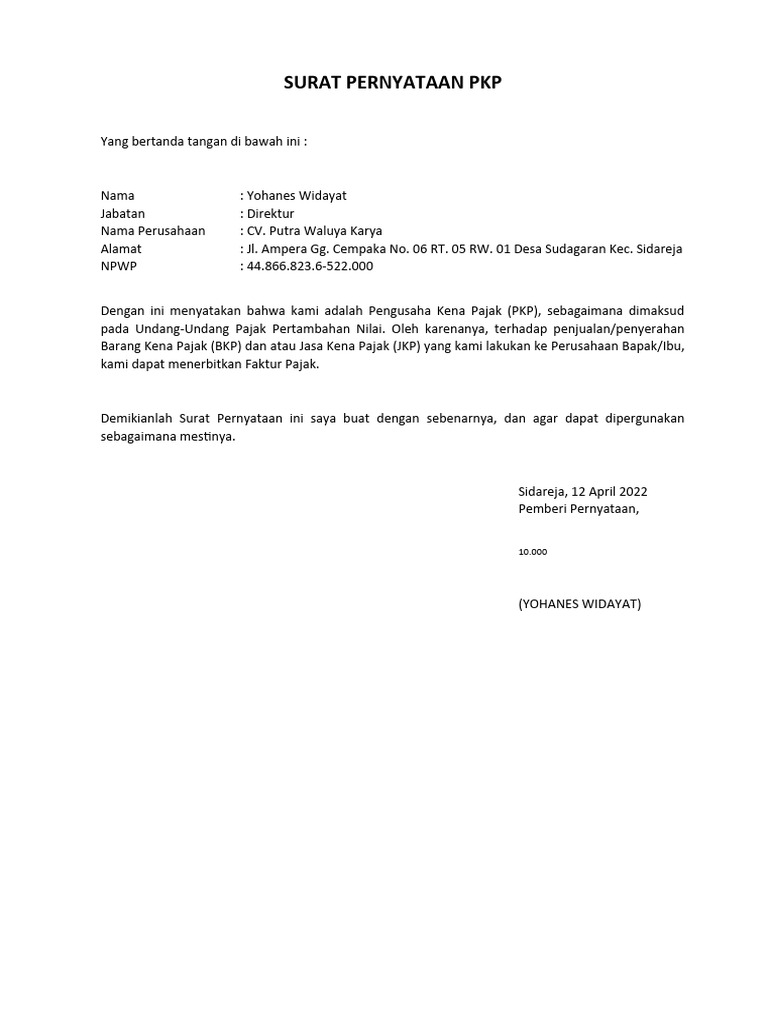 Surat Pernyataan Pkp | PDF