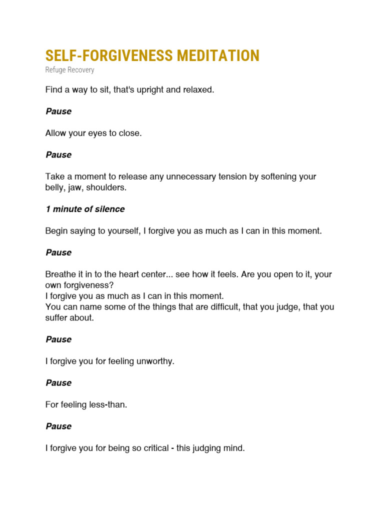 Self-Forgiveness Meditation Guide | PDF | Lifestyle