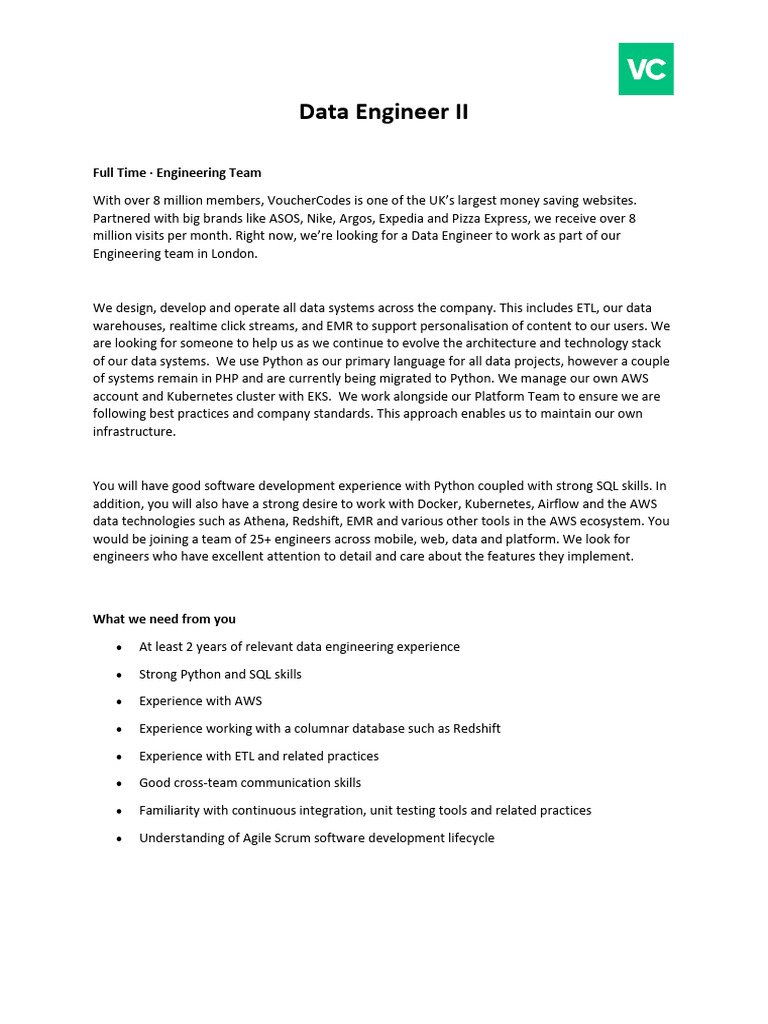 VC - Data Engineer II | PDF | Art | Computers