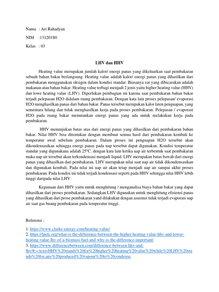 13120180_Ari Rahadyan_HHV dan LHV | PDF