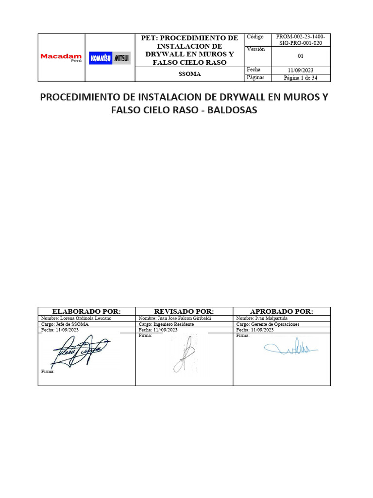 Pets-Ssoma Procedimiento de Instalacion de Drywall en Muro, Tabiqueria ... Pets-Ssoma Procedimiento de Instalacion de Drywall en Muro, Tabiqueria ...